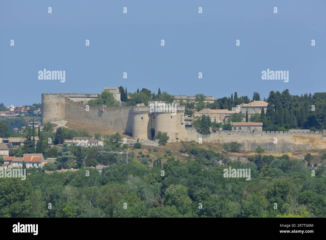 View from Rocher des Doms on historic Fort Saint-Andre with defence ...