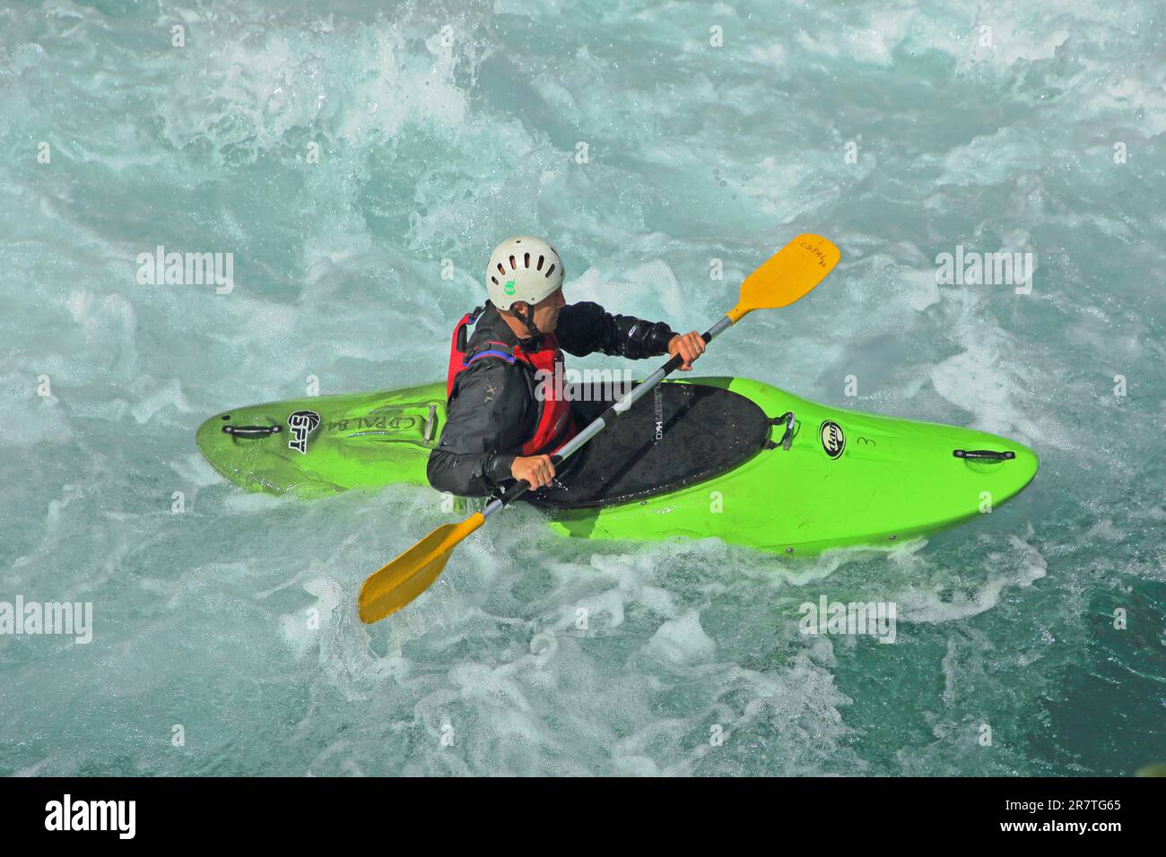 White water kayaking on the Sorgue River, Fontaine-de-Vaucluse ...