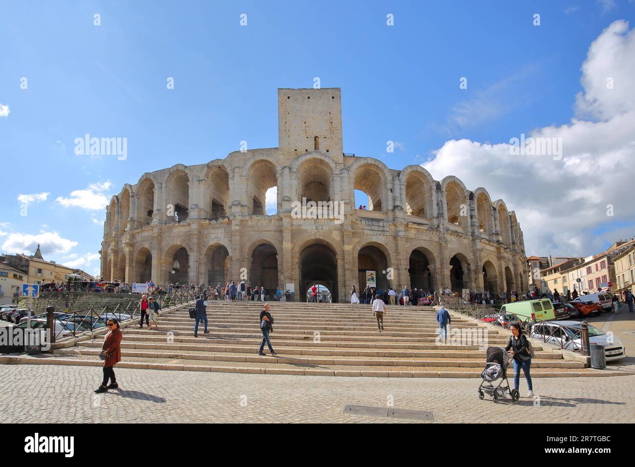 Amphitheatre and people, pram, staircase, amphitheatre, ancient, roman ...