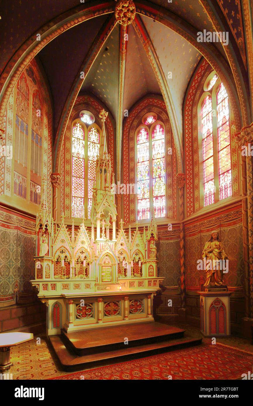 Interior view of the high altar of the Romanesque church of St. Peter ...