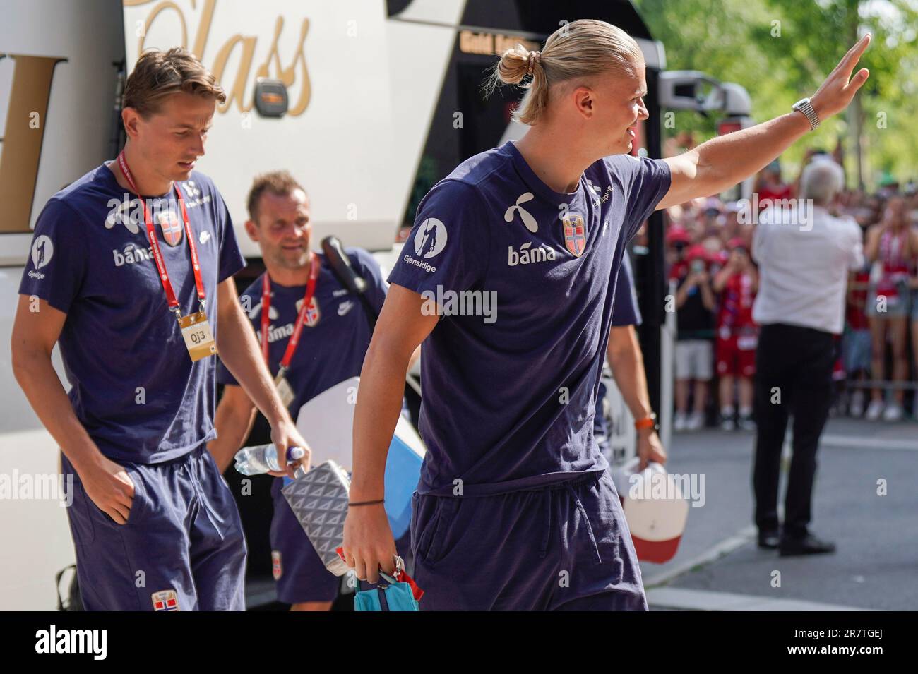 Sander Berge, left, and Erling Haaland arrive before the Euro 2024 ...