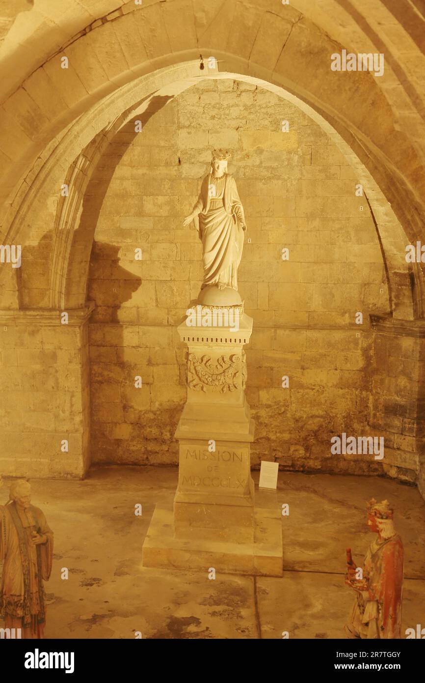 Sculpture of the Mother of God in the crypt of the Romanesque St ...