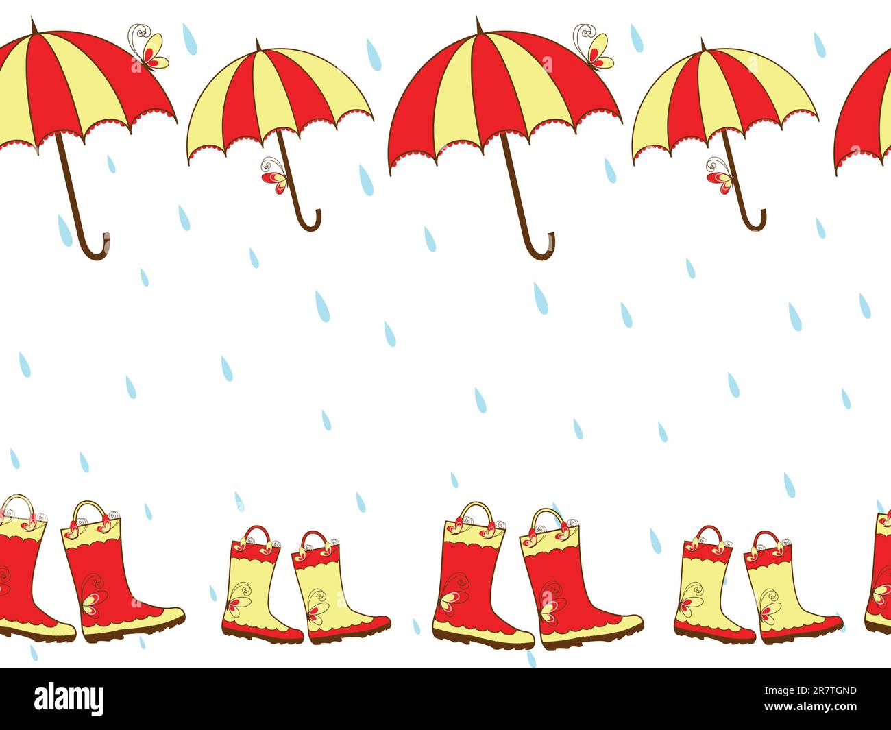Illustration cute rain boots and umbrella seamless pattern Stock Vector ...