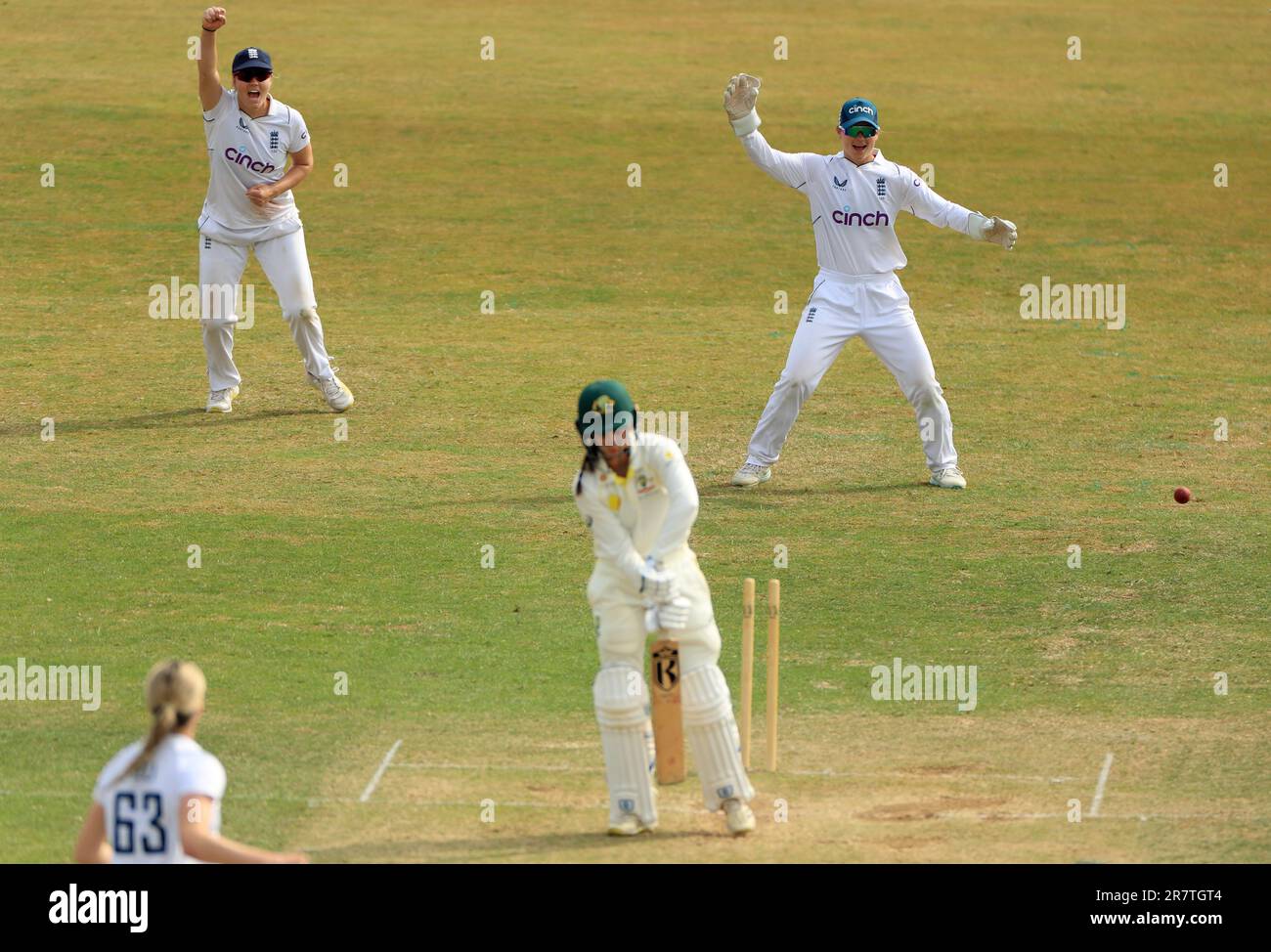 England’s Amy Jones (right) celebrates the dismissal of Australia’s ...