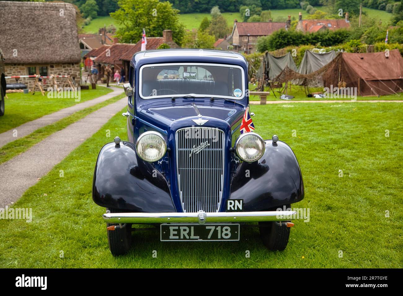 Vintage car, World-War II weekend at Ryedale Folk Museum open-air ...