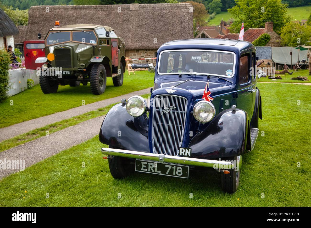 Vintage car, World-War II weekend at Ryedale Folk Museum open-air ...