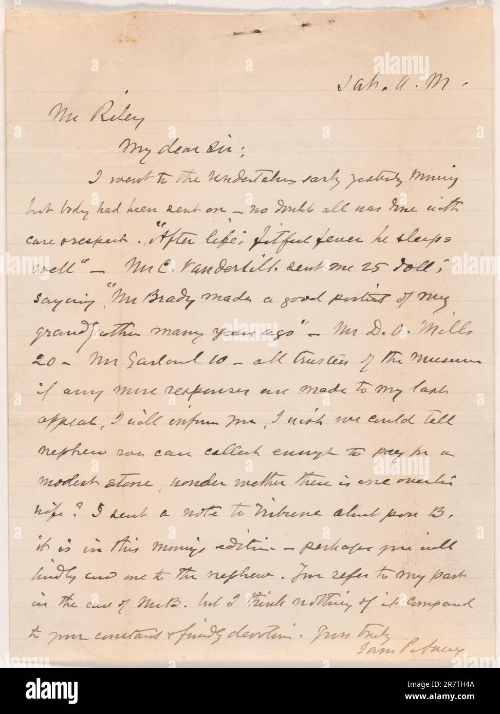 Letter to William M. Riley from P. Avery 1896 Stock Photo - Alamy