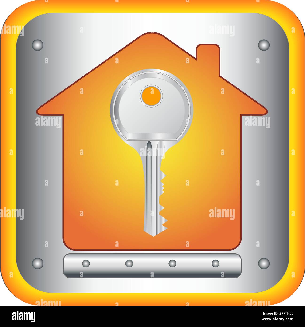 beautiful silver key on house silhouette background Stock Vector Image ...