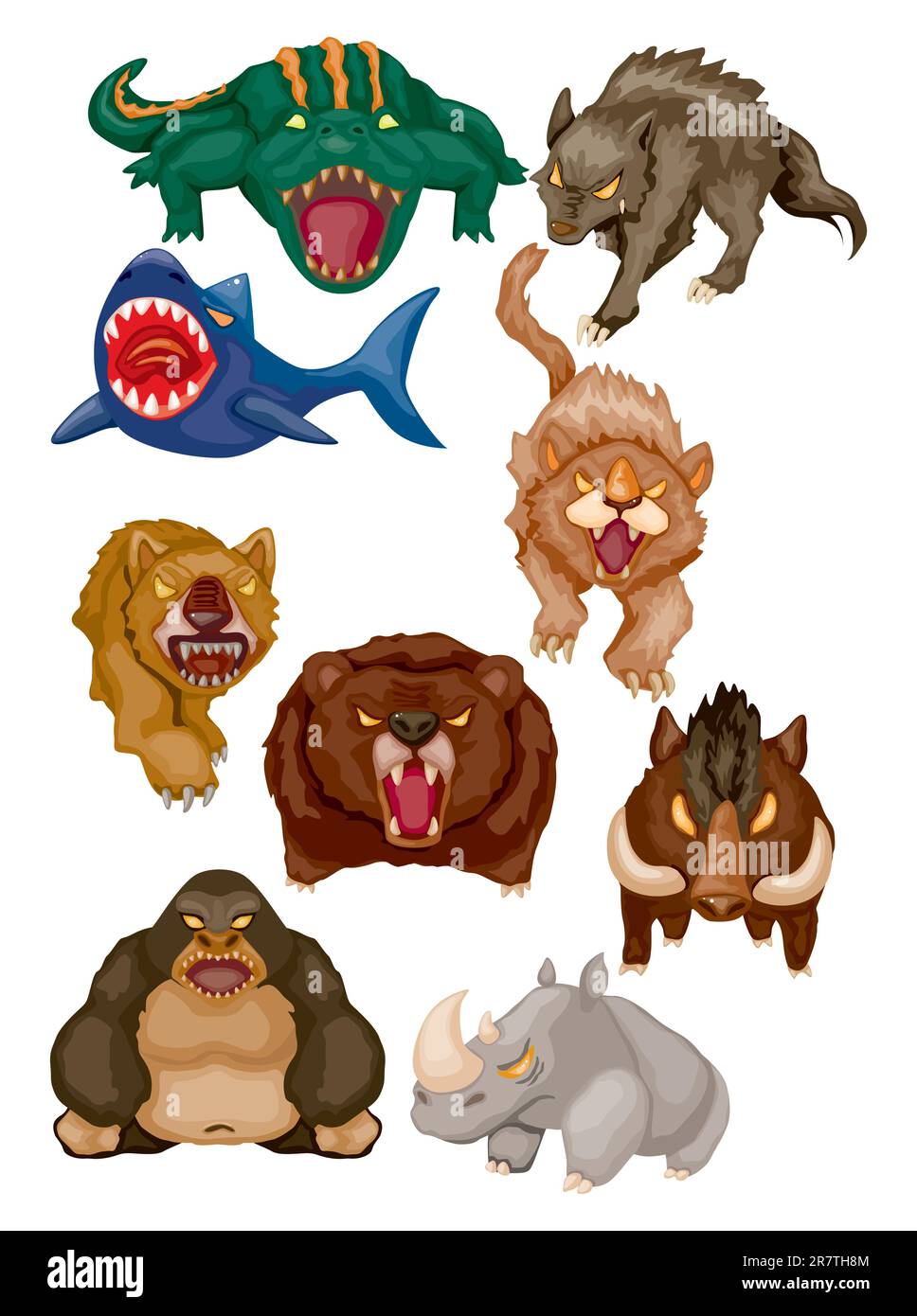 cartoon angry animal icons Stock Vector Image & Art - Alamy