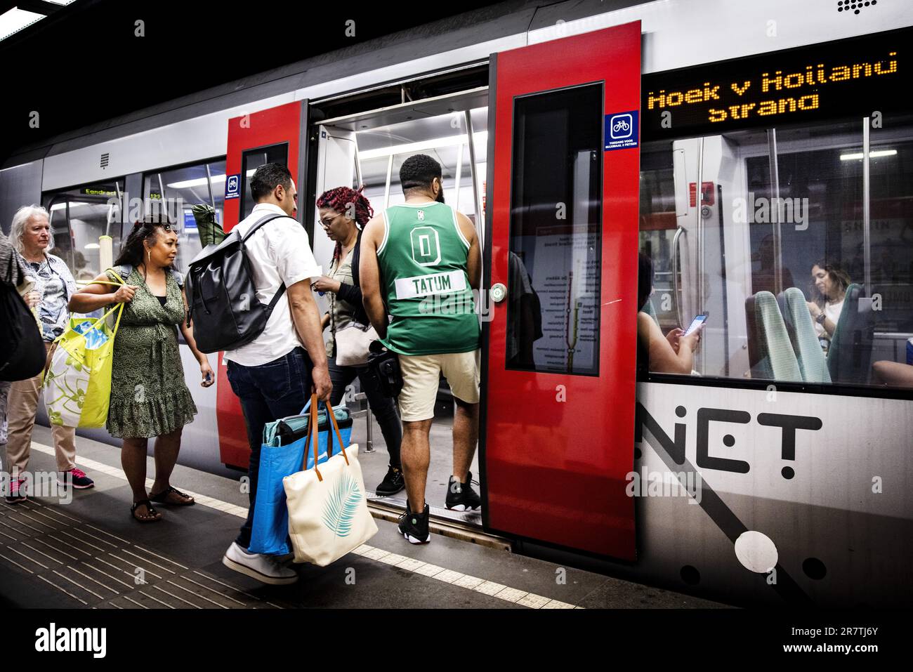 ROTTERDAM - Travelers take the metro to the beach. The recently opened ...