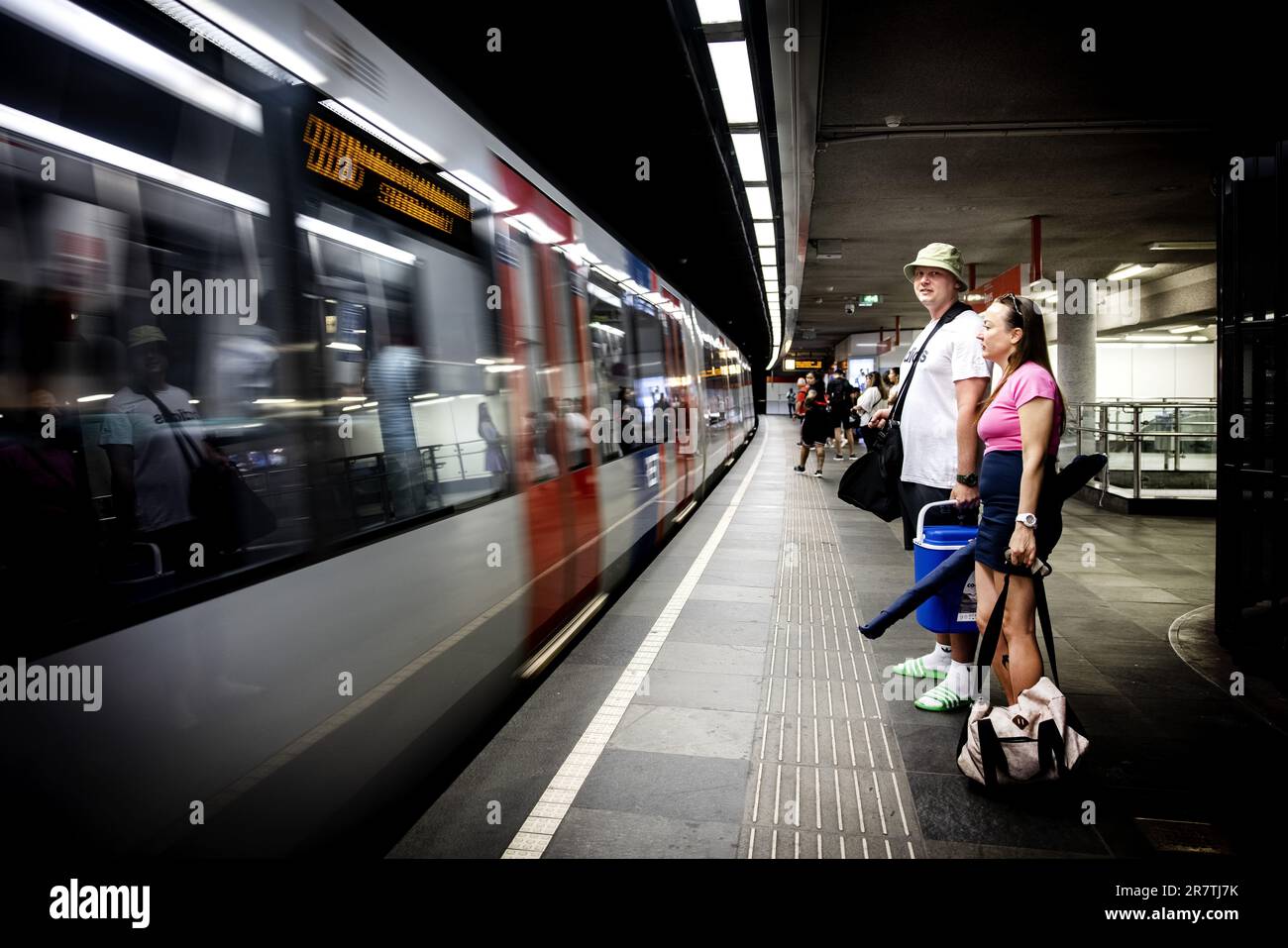ROTTERDAM - Travelers take the metro to the beach. The recently opened ...