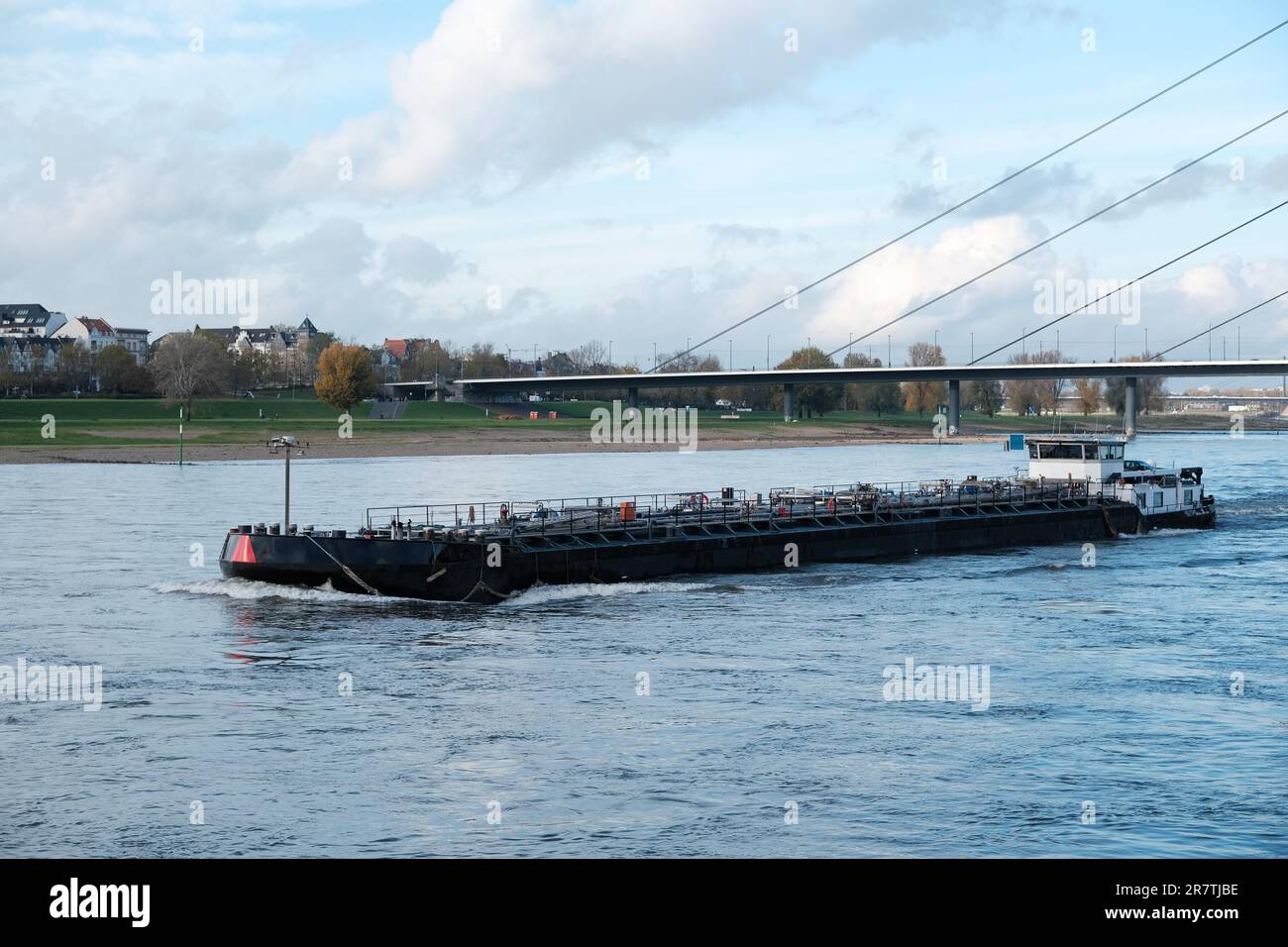 Cargo ship on the Rhine, gas, Duesseldorf, Germany Stock Photo - Alamy