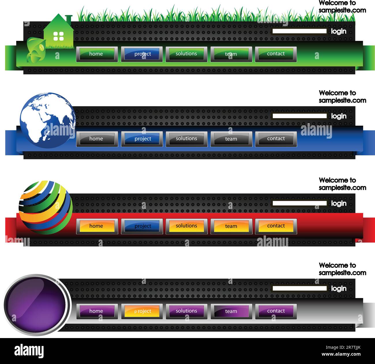 set of website template banner header isolated over white background ...