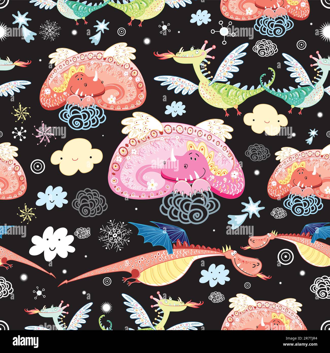 Wallpaper design dragons Stock Vector Images - Alamy