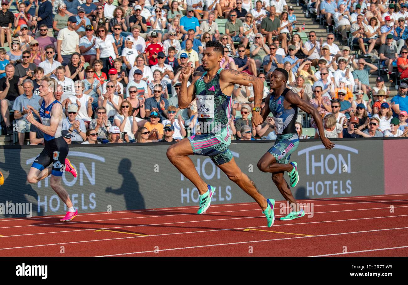 Wayde Van Niekerk of South Africa runs a 44.38 in the men’s 400m at the Oslo Bislett Games ...
