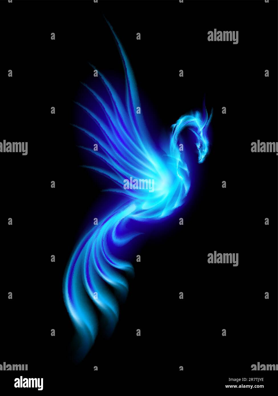 Beautiful blue burning phoenix illustration Stock Vector Images - Alamy