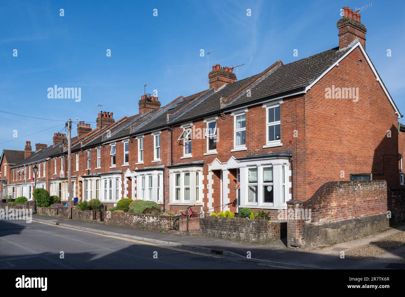 Traditional English terraced houses built with clinker brick, Salisbury ...