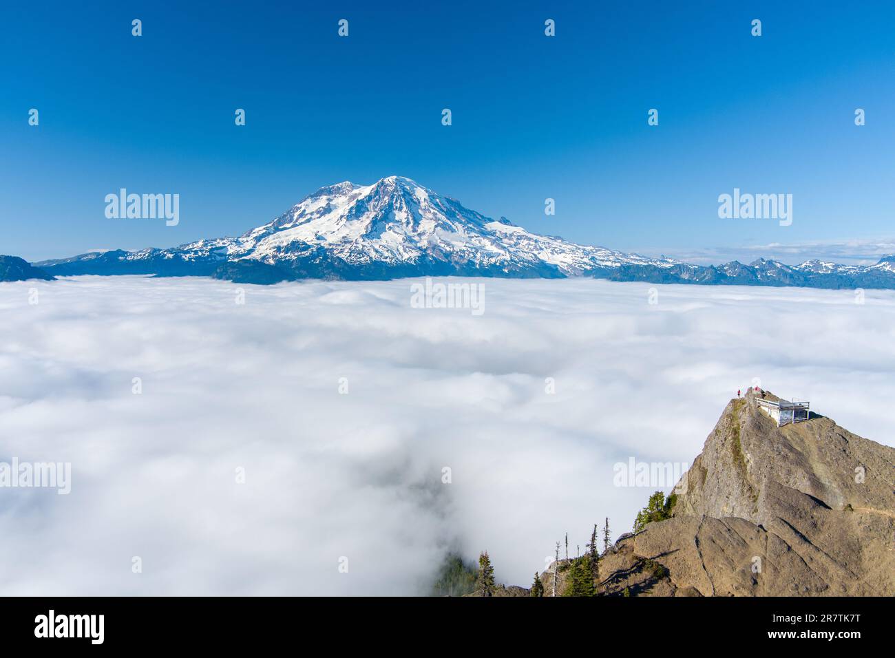 Mount Rainier and High Rock Lookout in June Stock Photo - Alamy