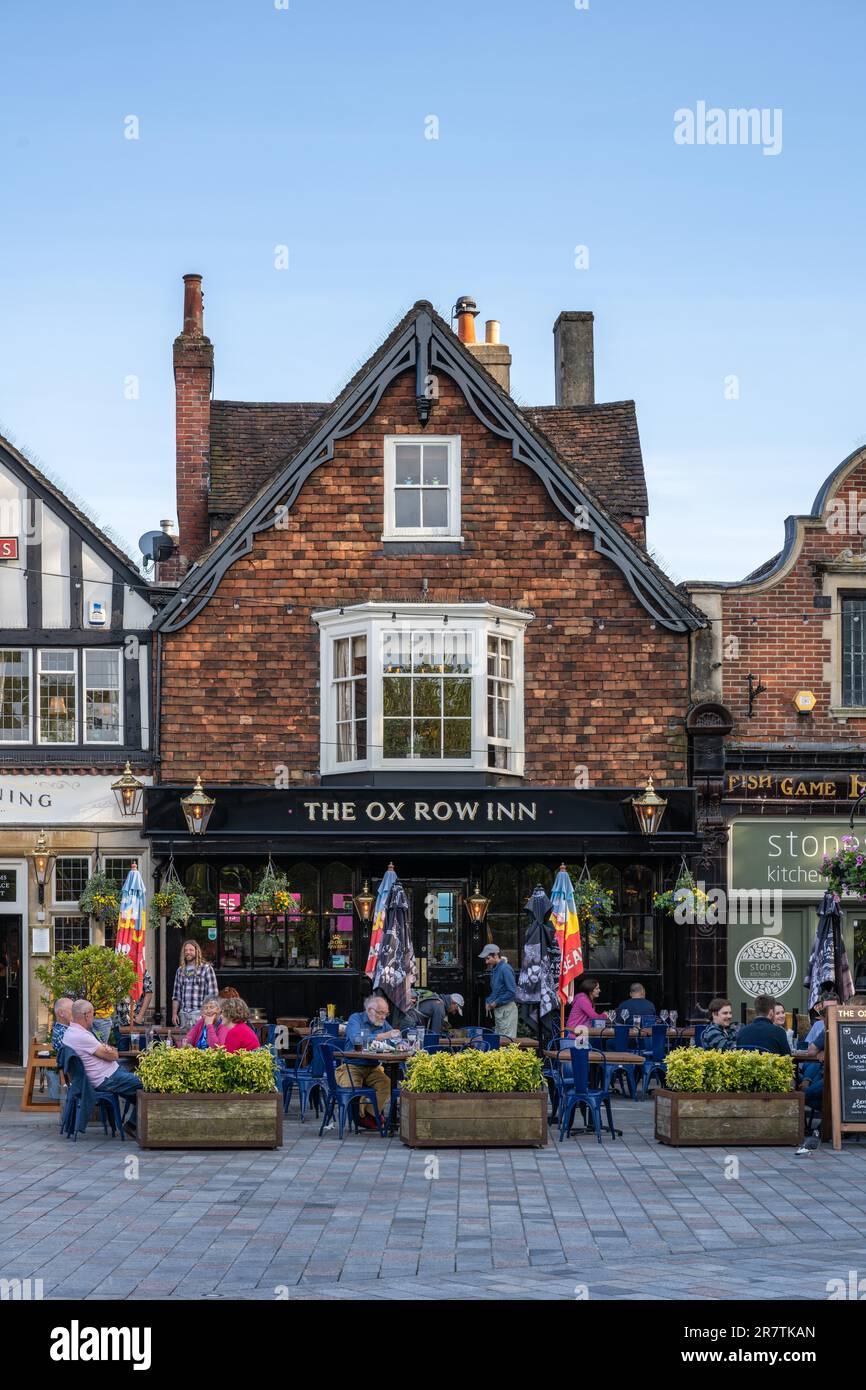 Traditional pub The Ox Row Inn in Salisbury Market Place, Wiltshire ...