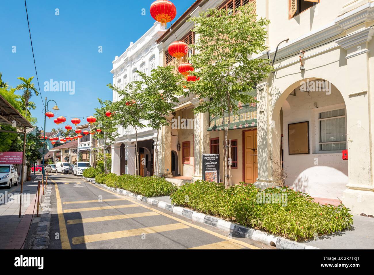 Streetscape in the historical core of of the old town of George Town ...