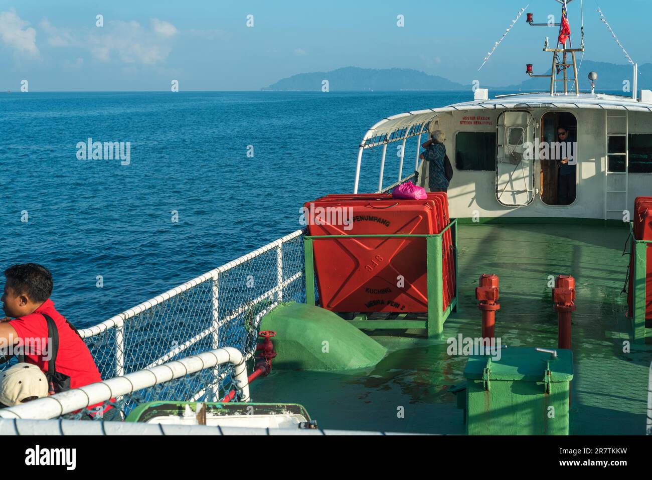 Ferry with locals and tourists on the way back from the island of ...