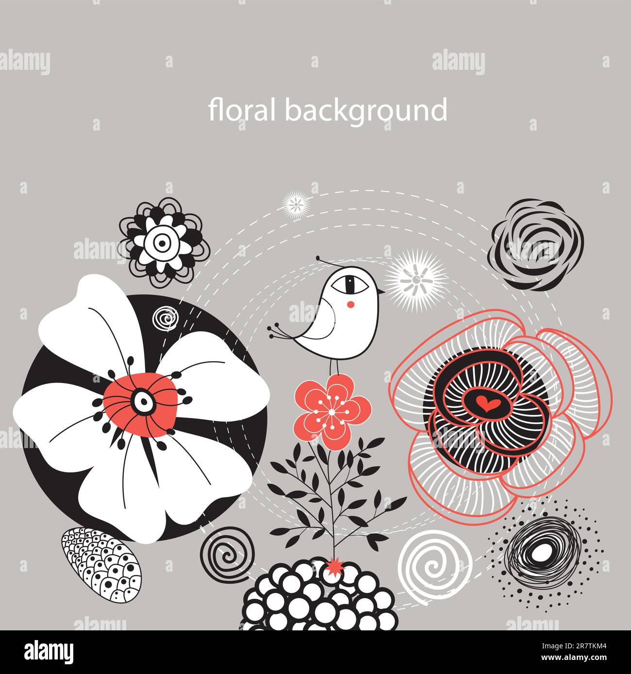 bright graphic floral background with bird Stock Vector Image & Art - Alamy