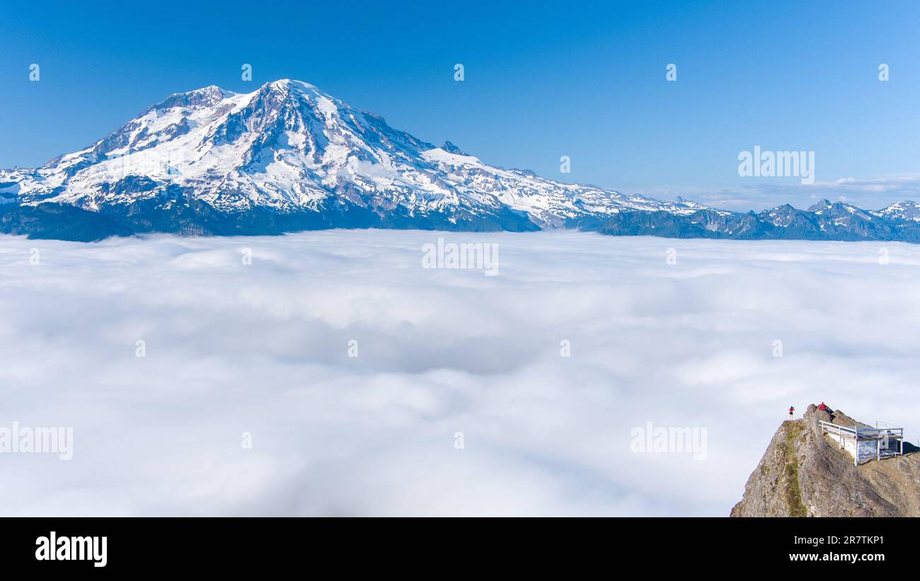 Mount Rainier and High Rock Lookout in June Stock Photo - Alamy