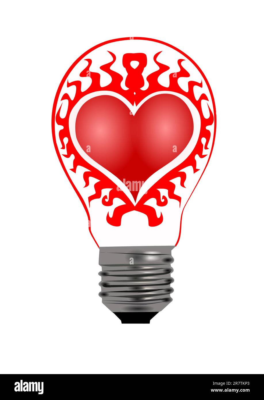 Art-illustration bulb with blazing fire around heart Stock Vector Image ...