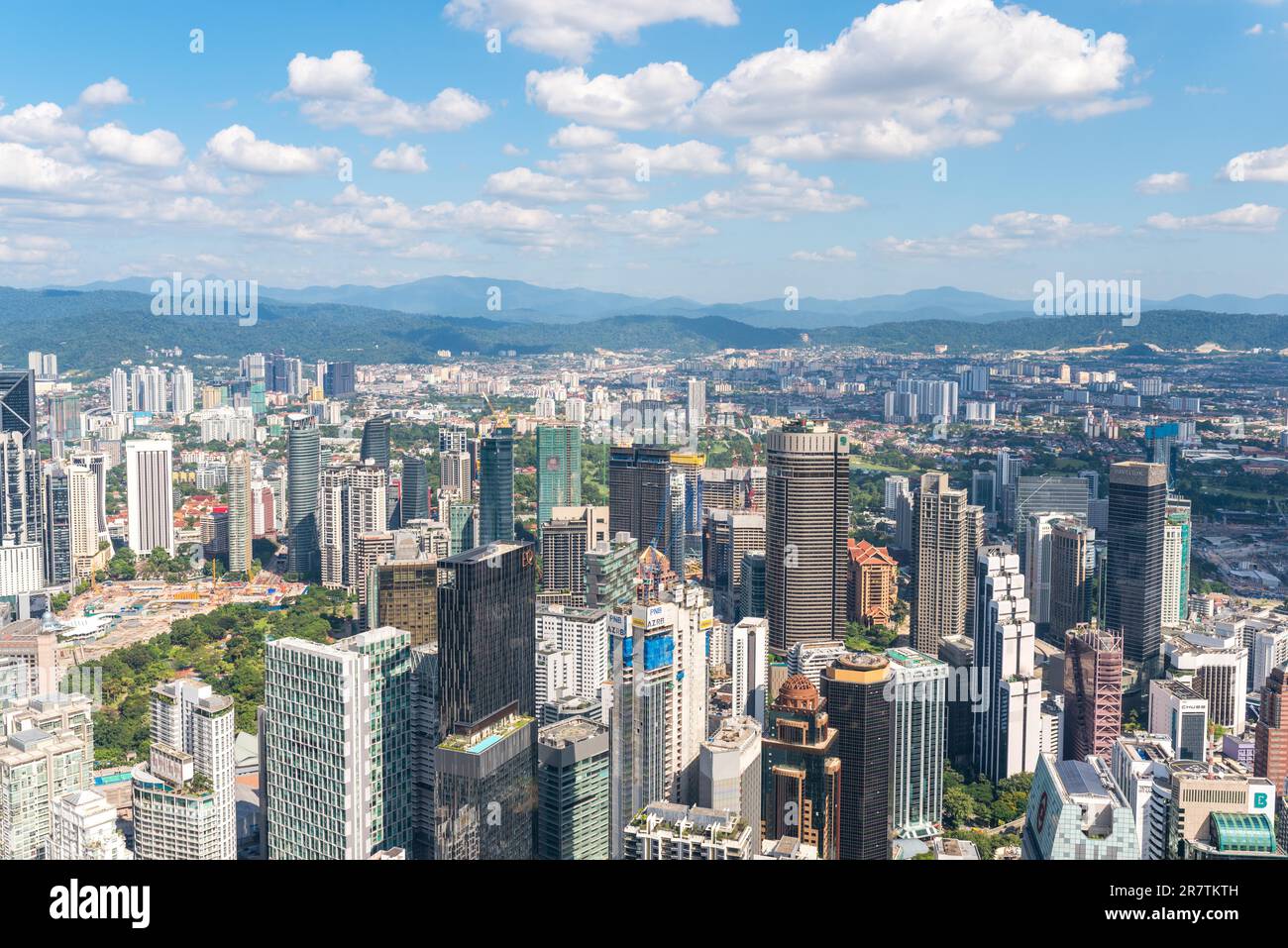 Skyscraper of the Kuala Lumpur City Centre and the modern high-rises of ...