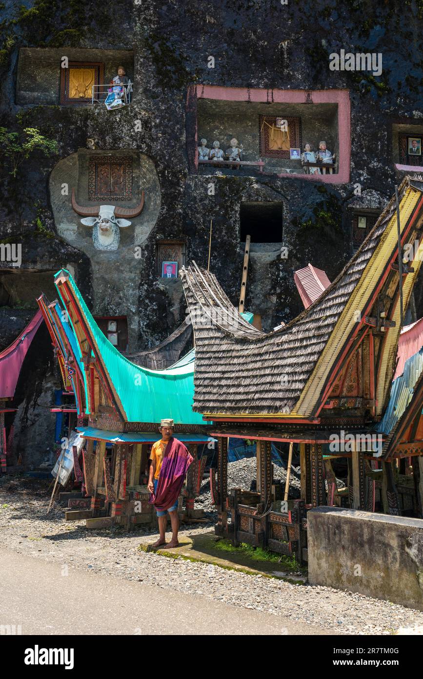 The Lo'ko Mata rock-cut tombs high up in the mountains of Tana Toraja ...