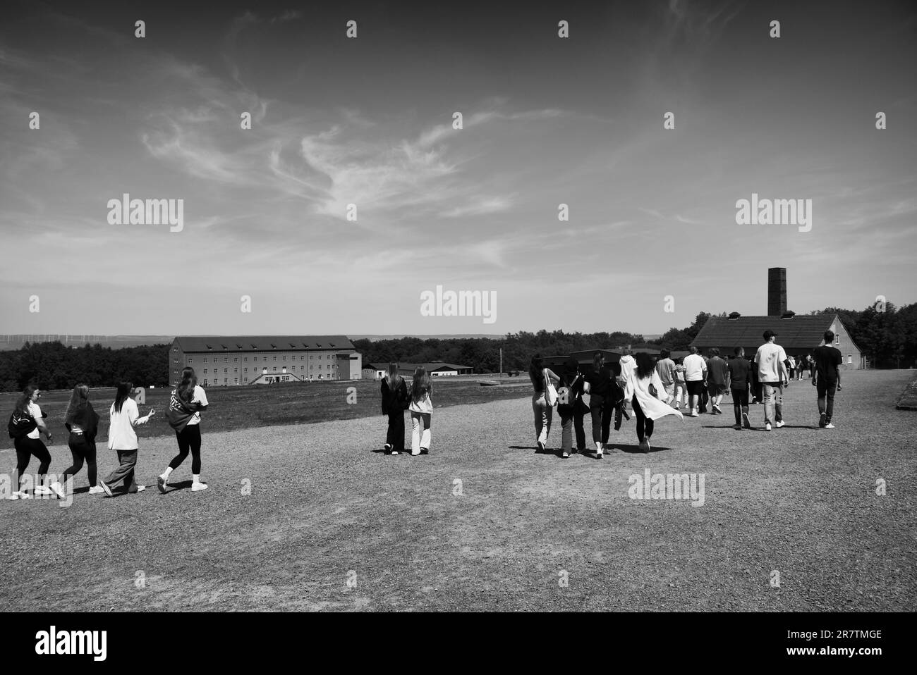 School groups, visitors, former concentration camp beech forest, today ...