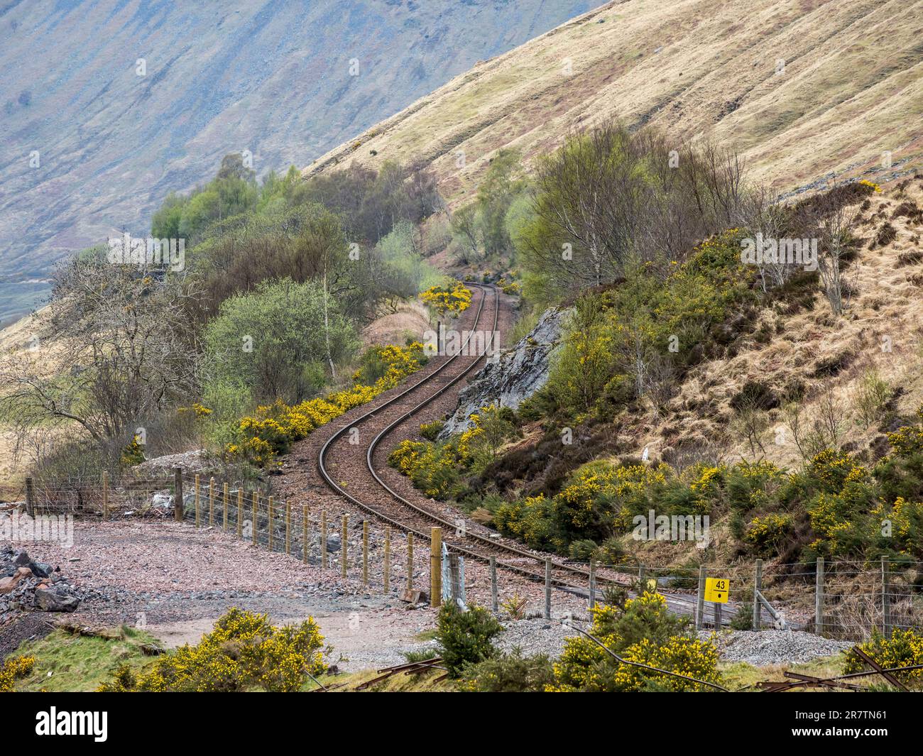 Rails of the west highland railway line north of Tyndrum, scottish ...
