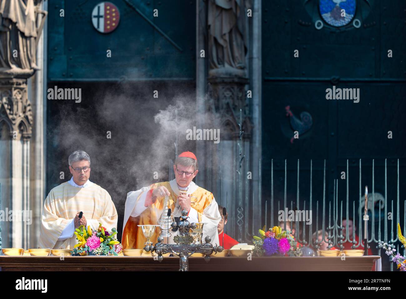 Corpus Christi procession on Roncalliplatz at Cologne Cathedral with ...