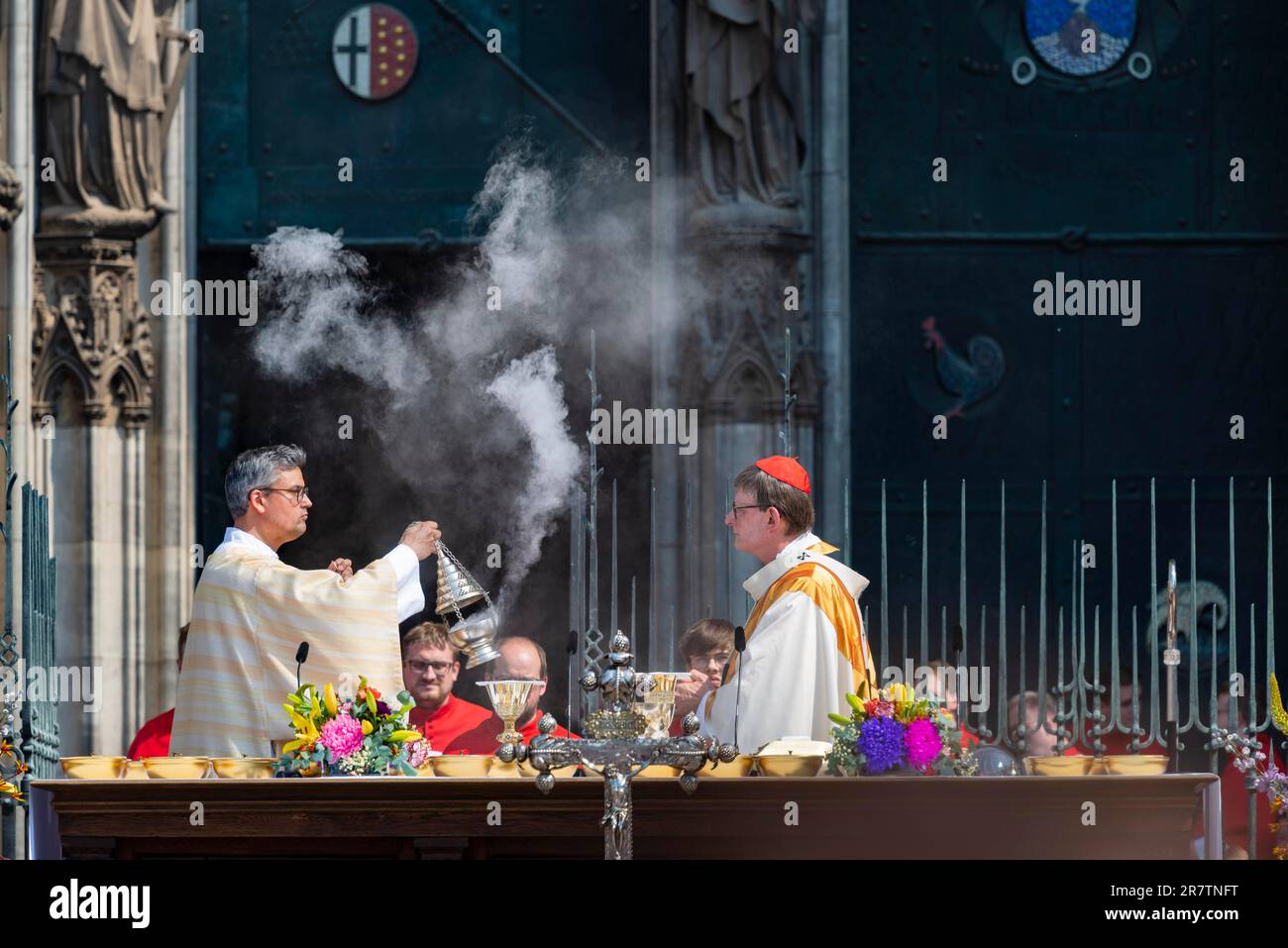 Corpus Christi procession on Roncalliplatz at Cologne Cathedral with ...