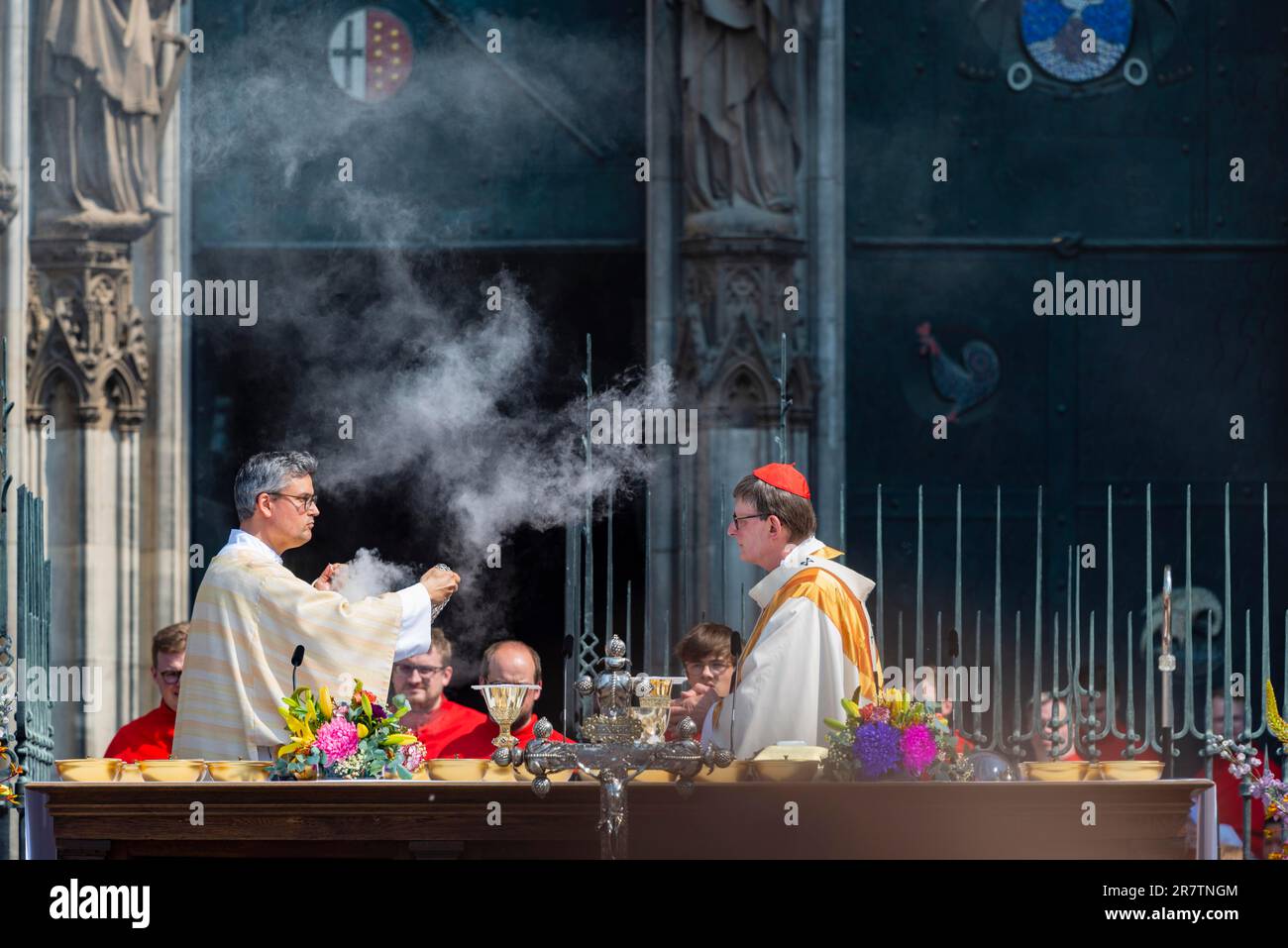 Corpus Christi procession on Roncalliplatz at Cologne Cathedral with ...