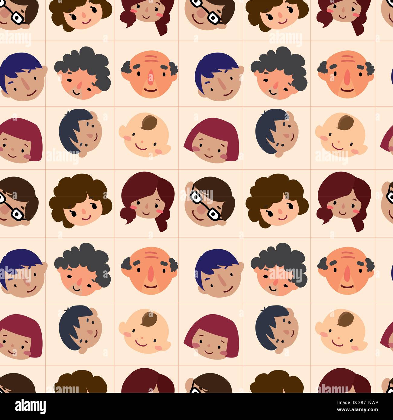 cartoon family head seamless pattern Stock Vector Image & Art - Alamy