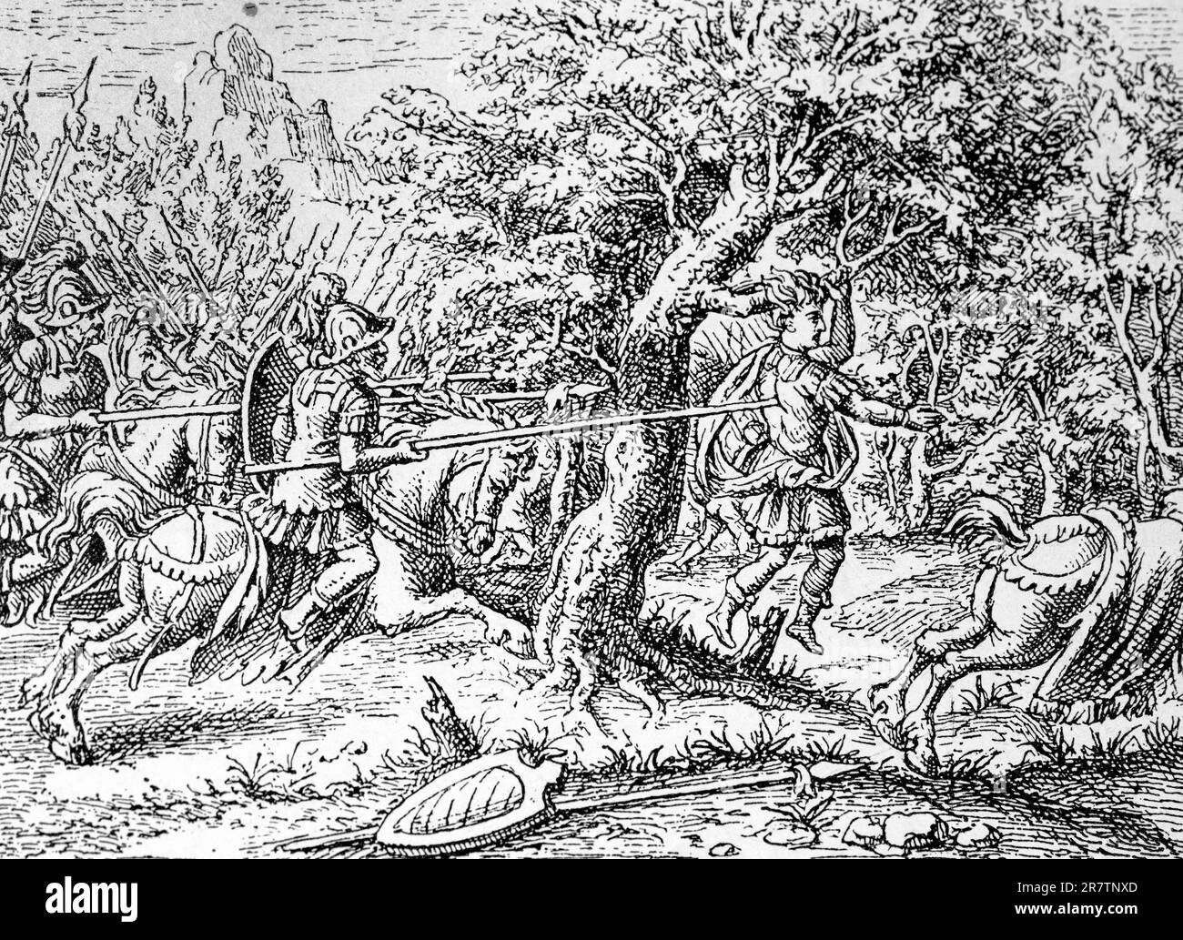 Absalom gets his hair caught on a branch in battle and is killed ...