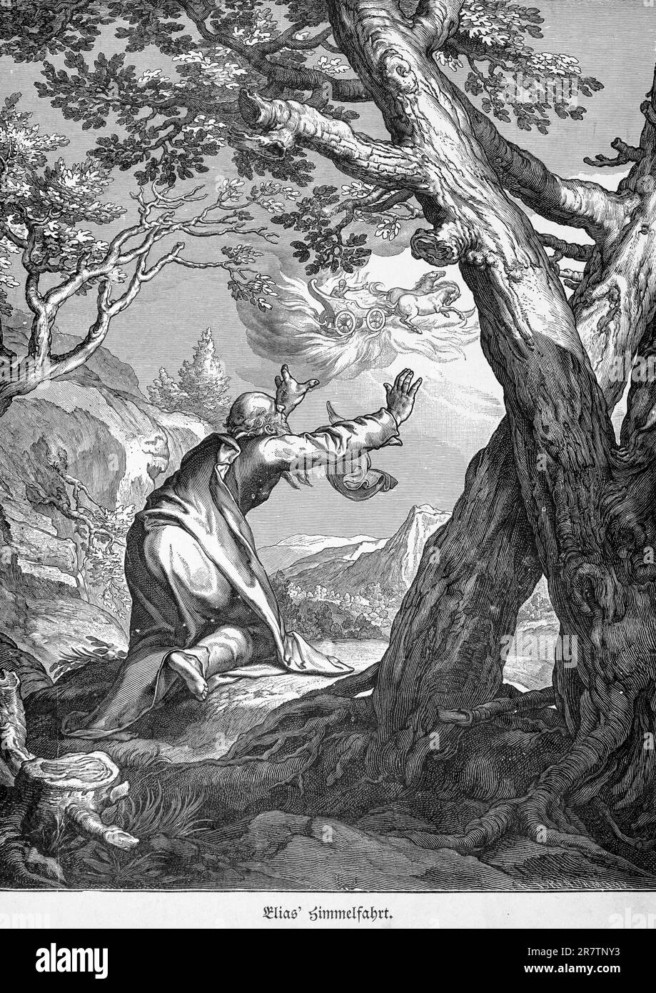 Elijah's Ascension, Second Book of Kings, Chapter 2, Verses 1-15, Old ...
