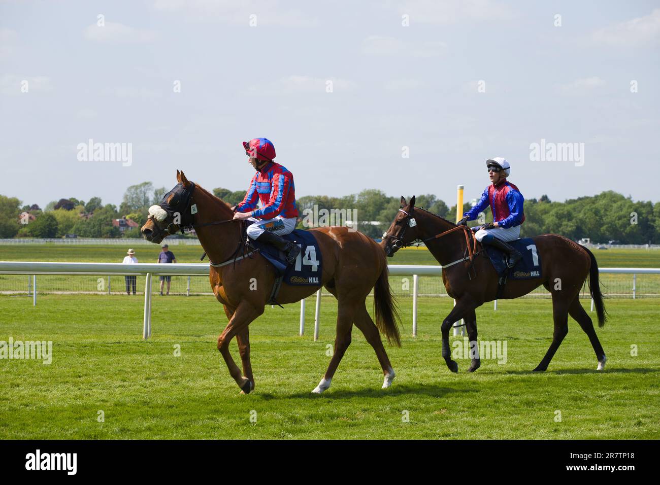 Left to right: Jockeys James Sullivan on Reigning Profit and Sam James ...