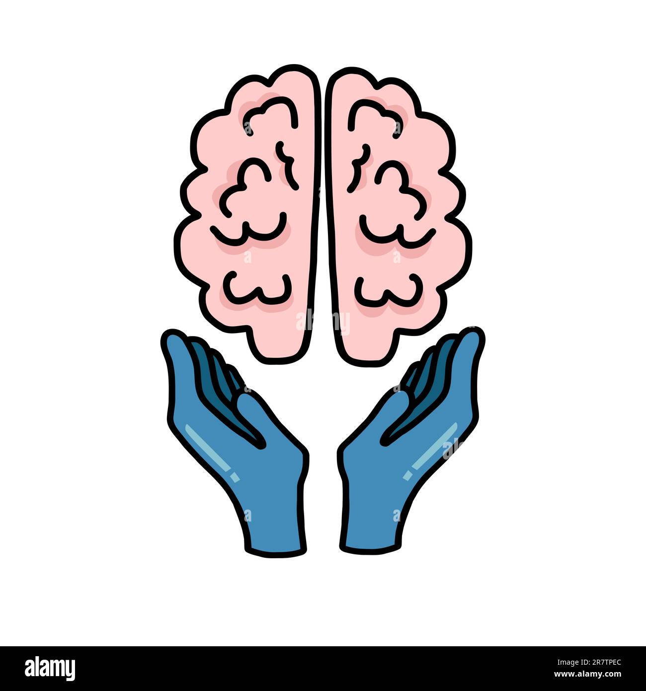 Brain in doctor glove hand cartoon Stock Vector Image & Art - Alamy