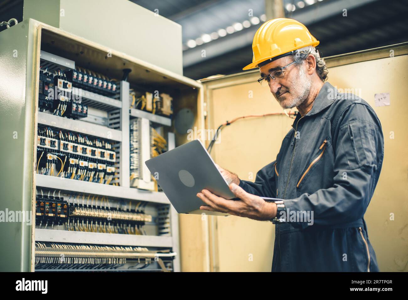 senior electricity engineer male working service maintenance high ...