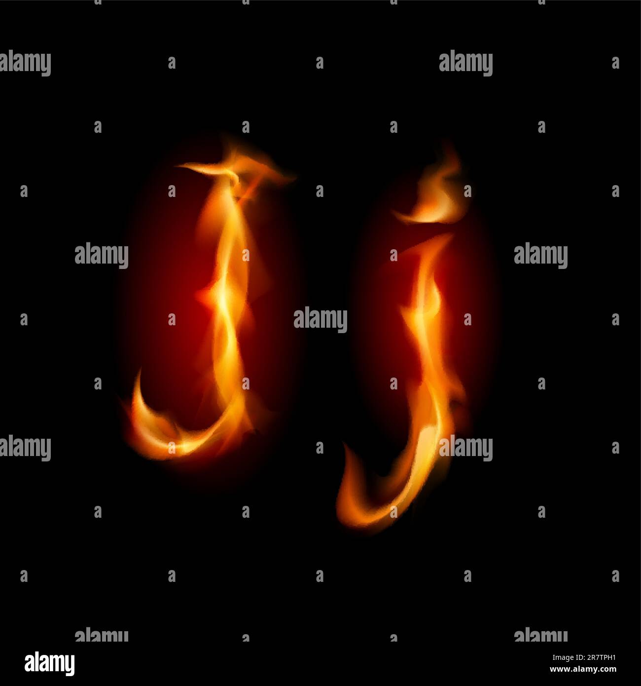Fiery font. Letter J. Illustration on black background Stock Vector ...
