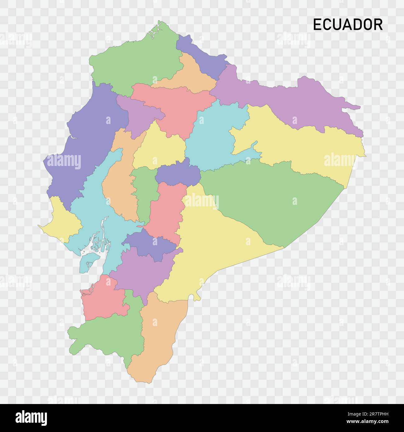 Isolated colored map of Ecuador with borders of the regions Stock ...