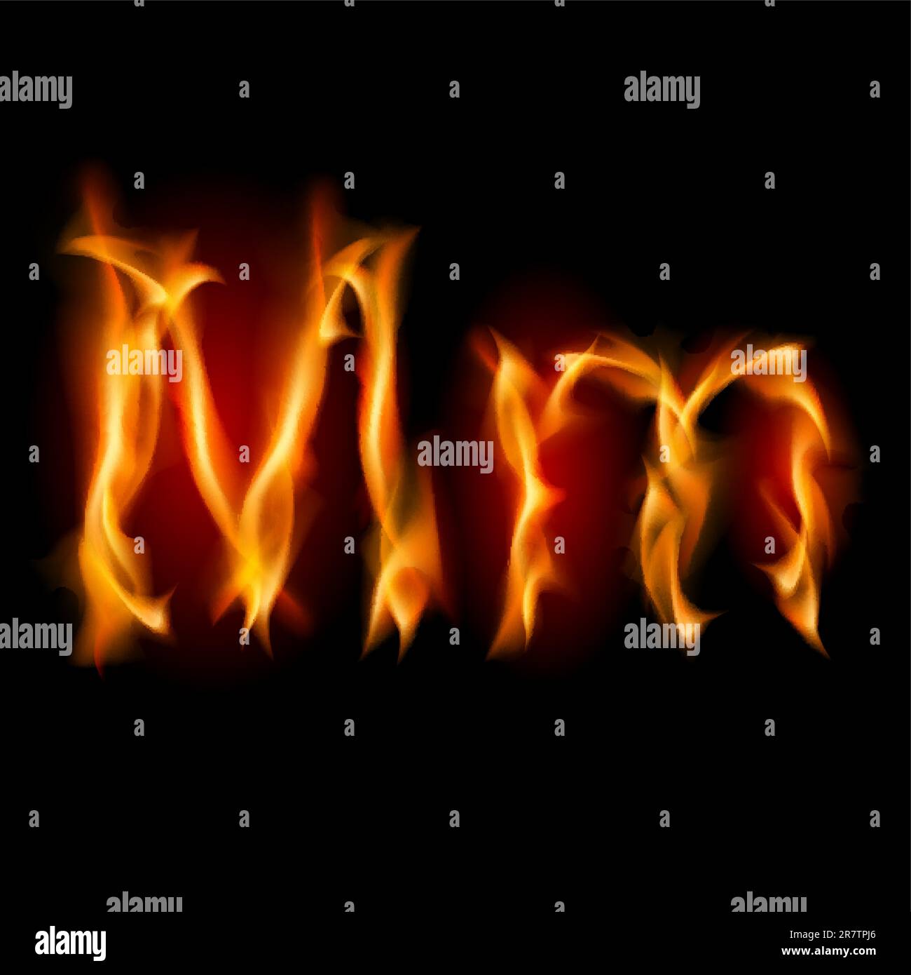 Fiery font. Letter M. Illustration on black background Stock Vector ...