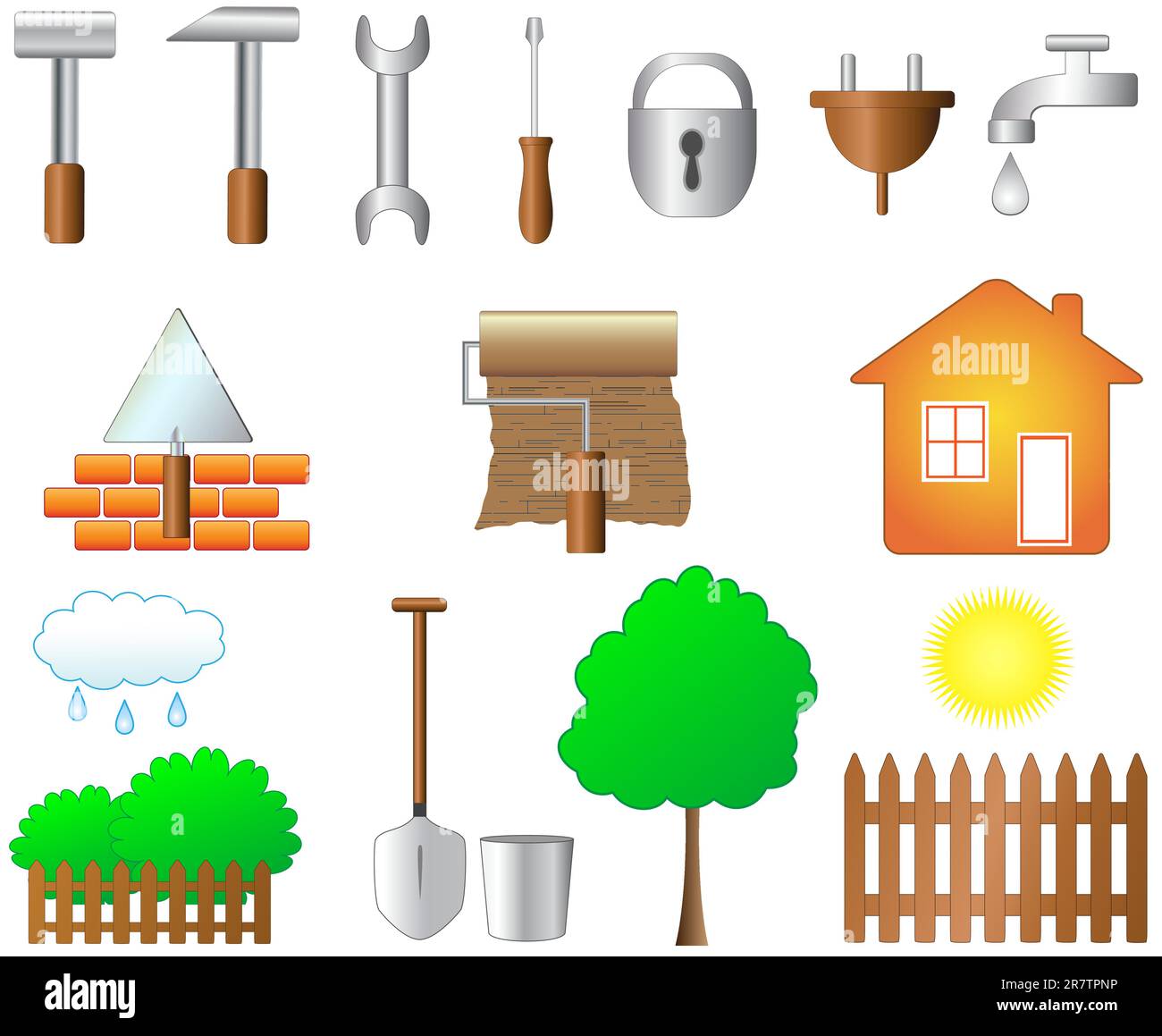 Set cute objects garden Stock Vector Images - Alamy