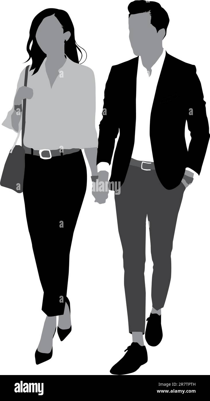 Silhouette of a couple dashing through town Stock Vector Image & Art ...