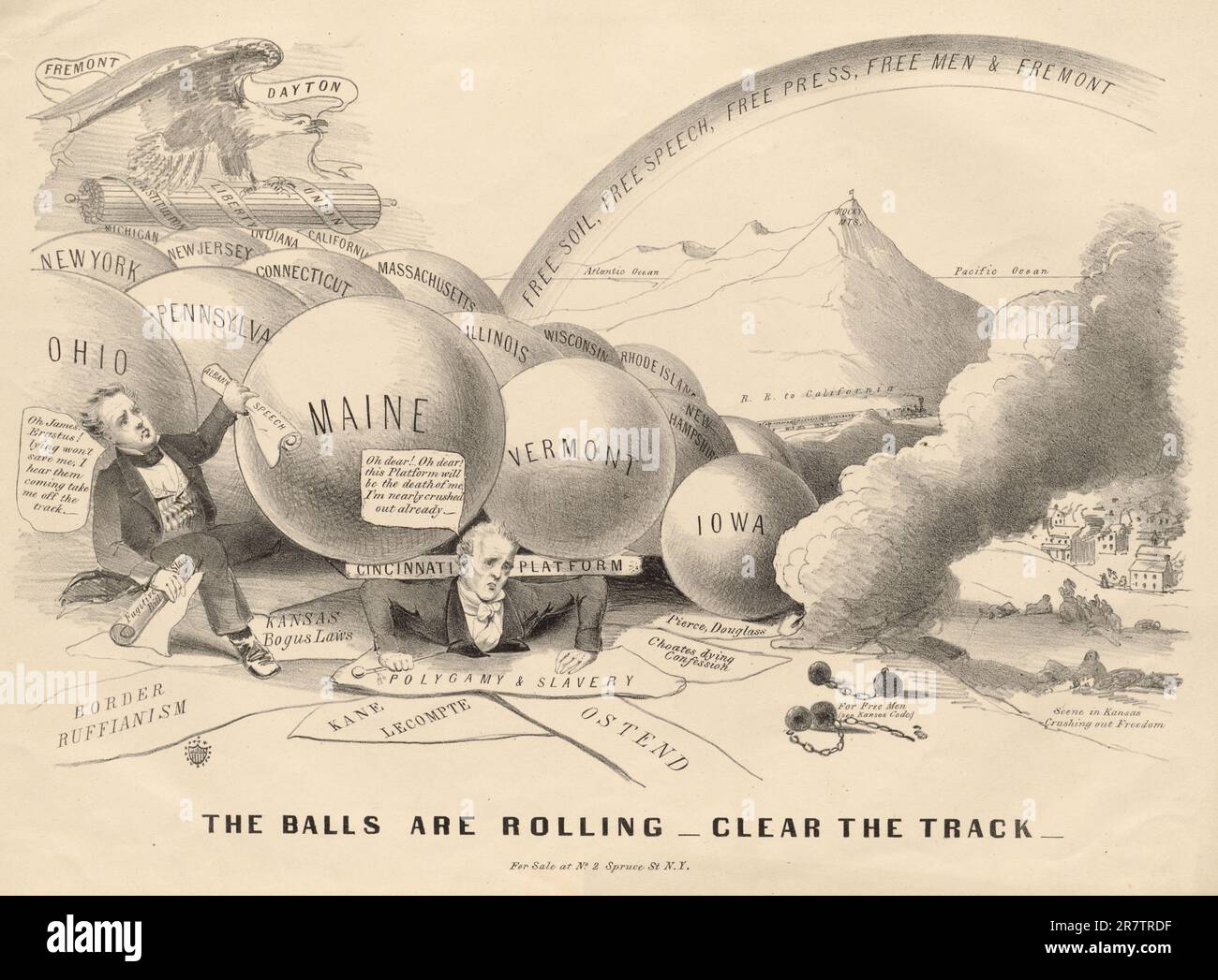 The Balls are Rolling - Clear the Track c. 1856 Stock Photo - Alamy