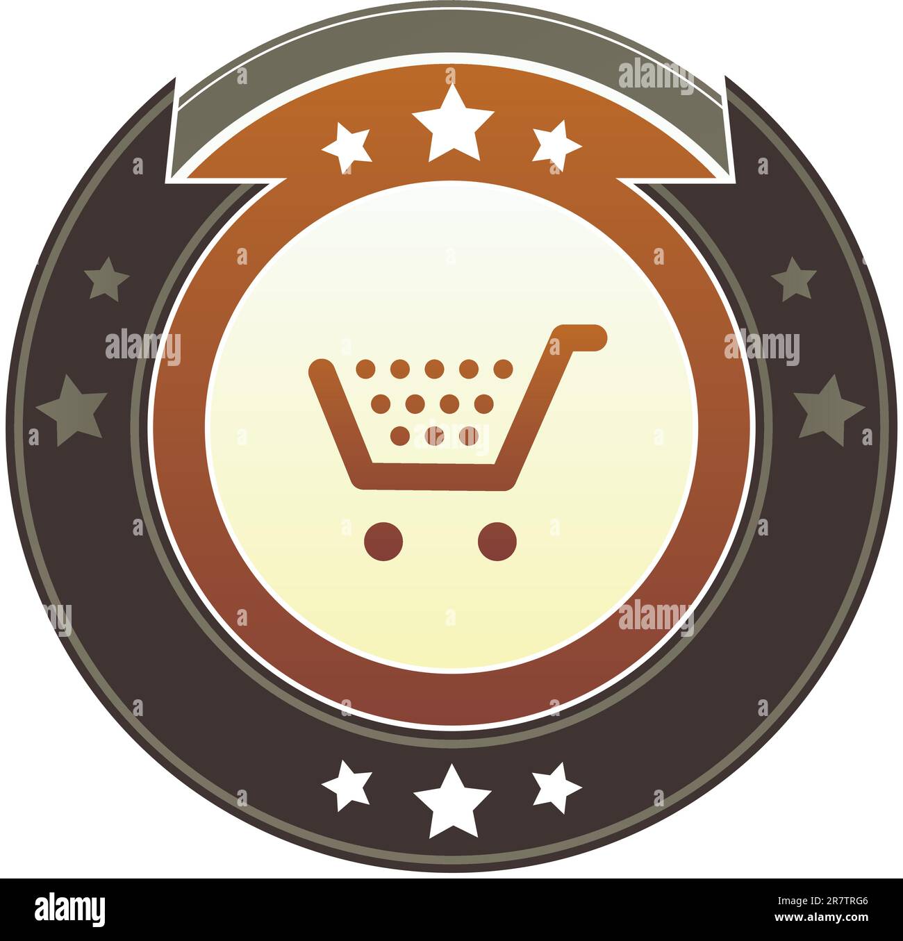 Shopping cart or checkout icon on round red and brown imperial vector ...