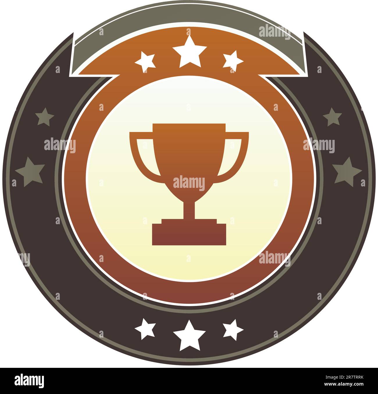 Trophy, contest, or award icon on round red and brown imperial vector ...