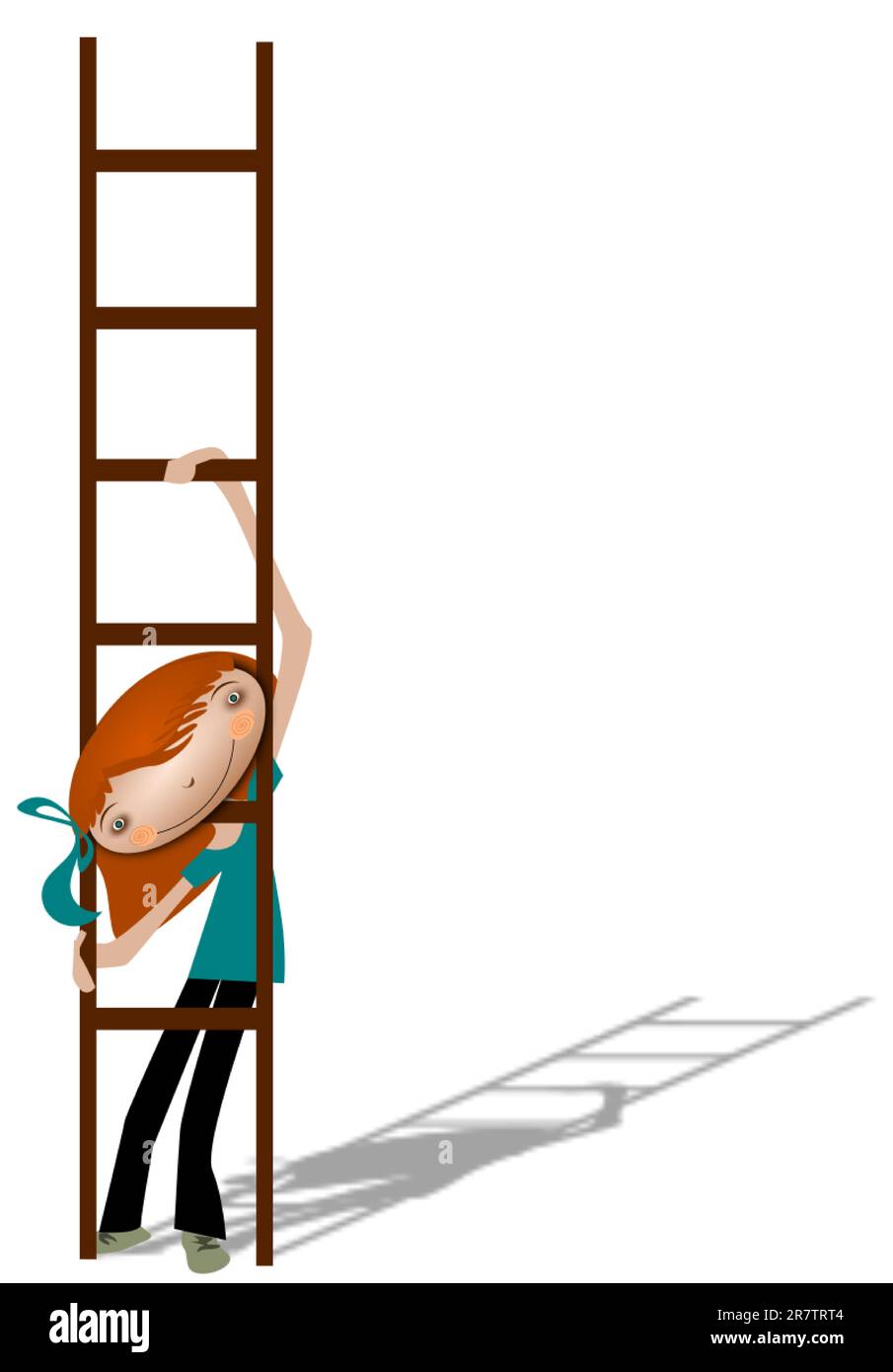 Illustration of a girl with a ladder Stock Vector Image & Art - Alamy